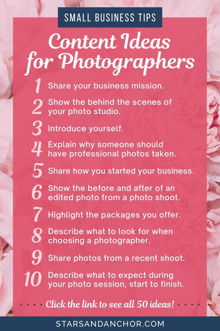 50 Engaging Instagram and Blog Content Ideas for Photographers - Stars ...